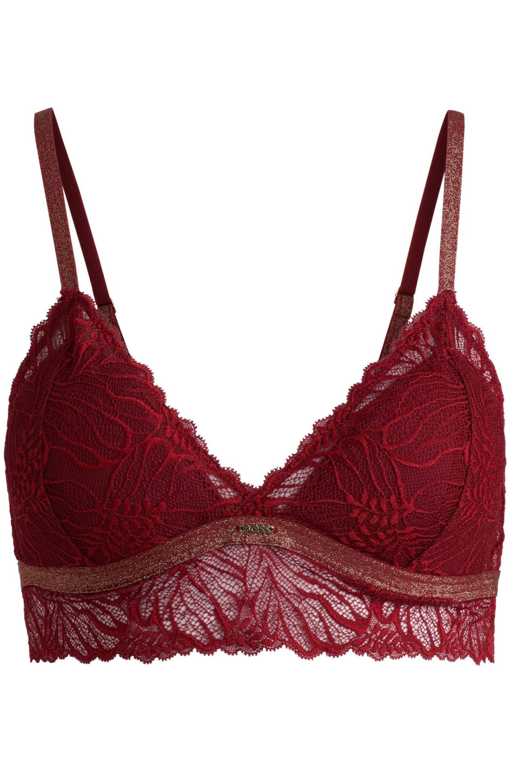 BOSS Women Bianca Lace Triangle Bra, Burgundy Red | Boxers & Briefs