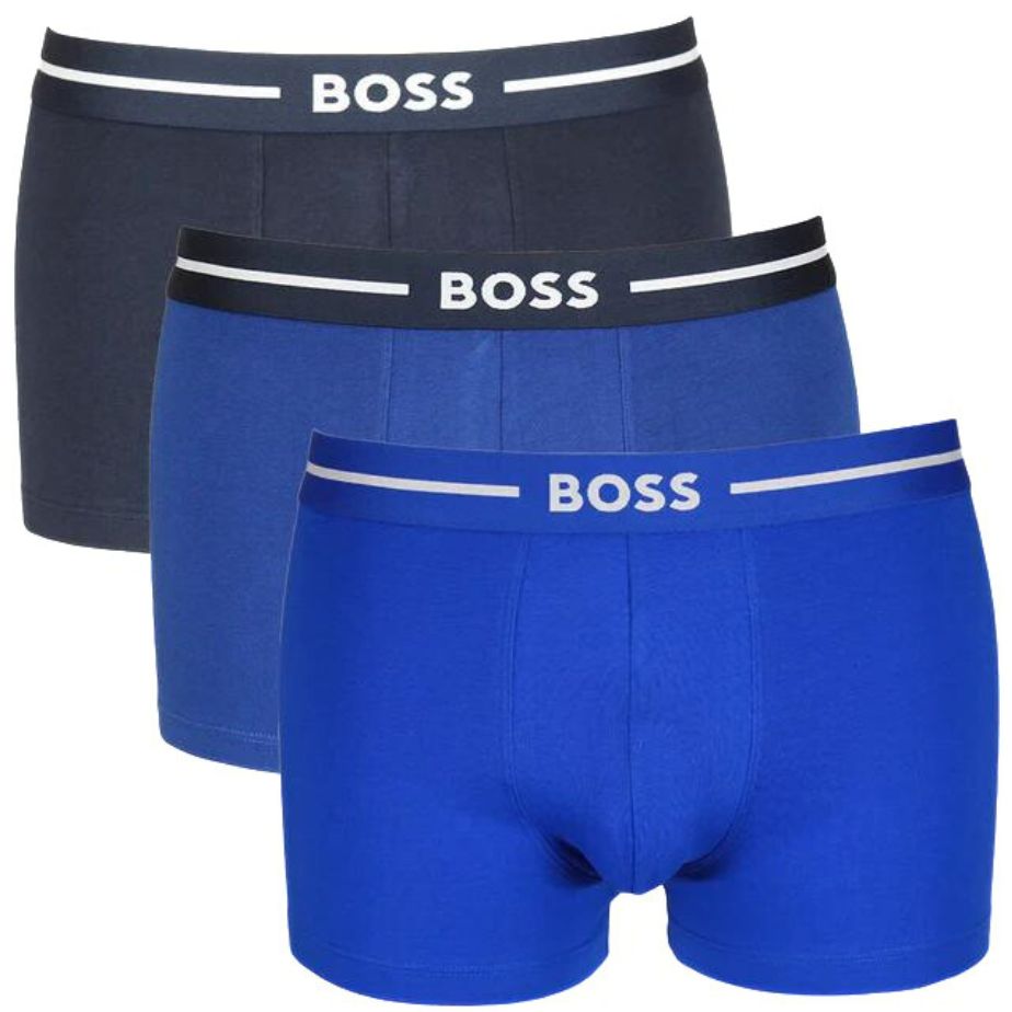 BOSS 3-Pack Bold Logo Boxer Trunks, Blue Combination | Boxers & Briefs