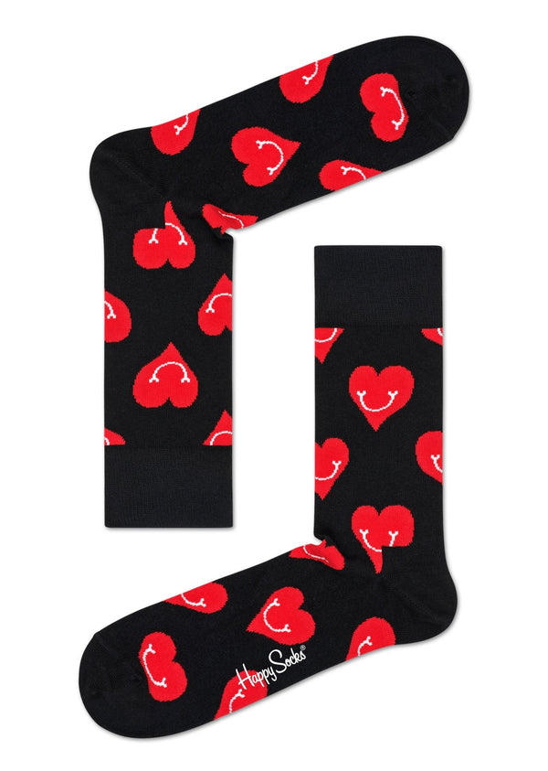 Happy Socks Smiley Hearts Socks, Black/red | Boxers & Briefs