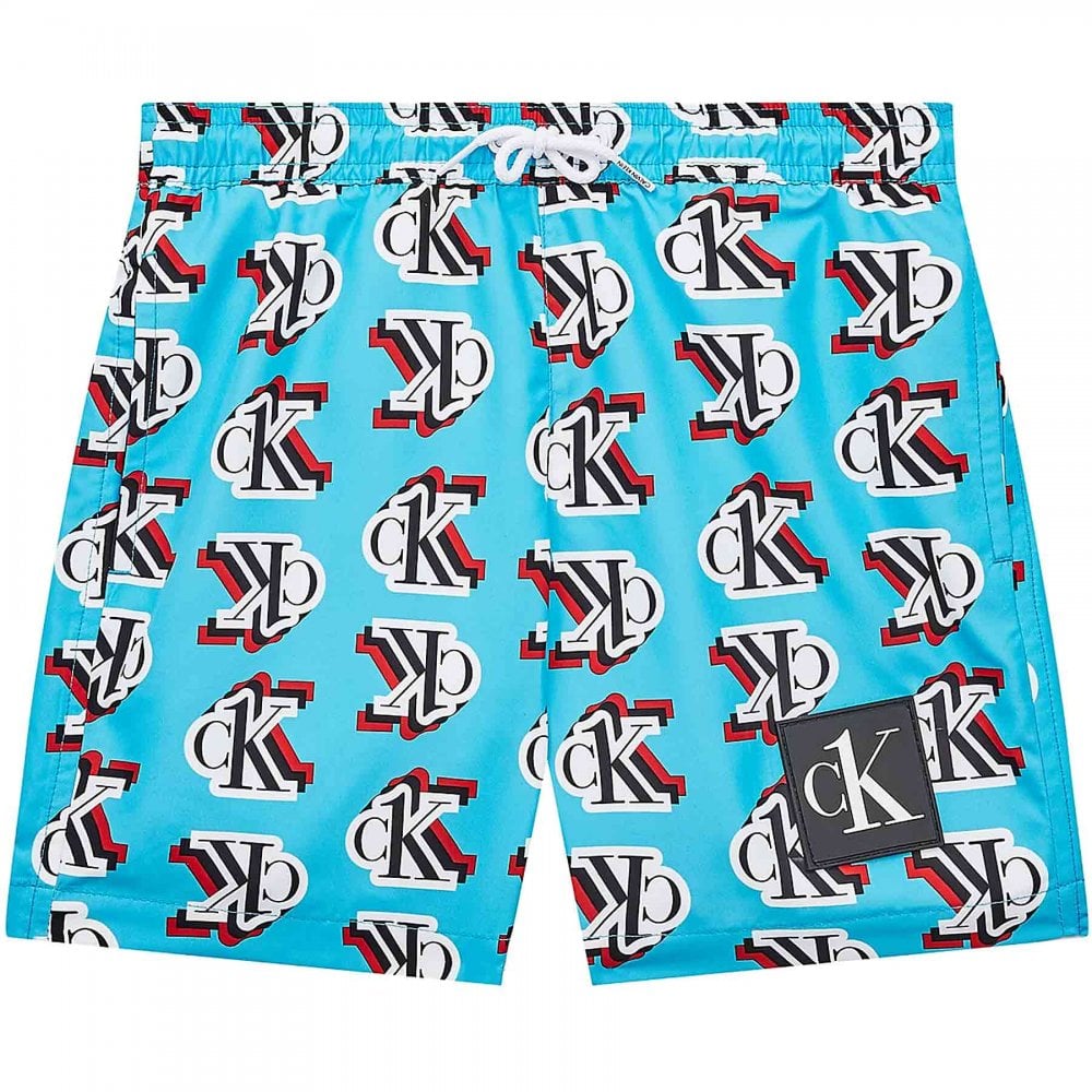 Boys CK One Swim Short, Step Up Logo Lexington Blue – Boxers & Briefs