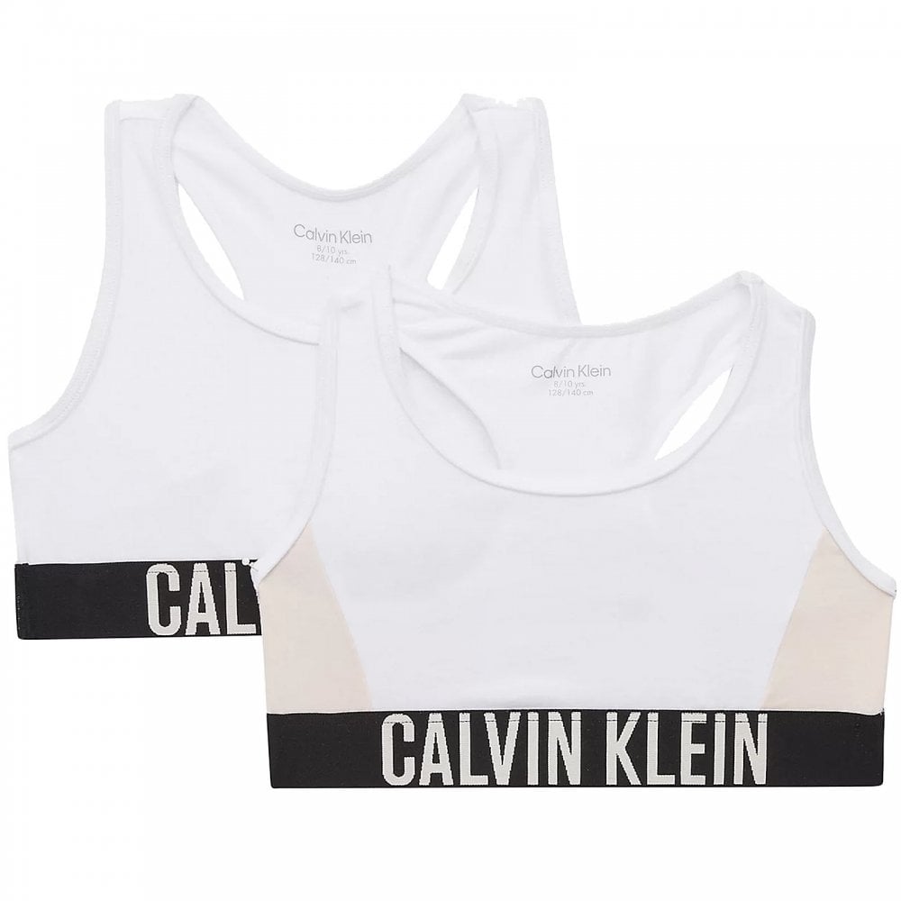 Calvin Klein Girls 2 pack Intense Power Bra, Pvh White/Pvh White ...