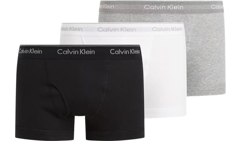 Calvin Klein 3-Pack Cotton Classics Boxer Trunks, Black/White/Grey ...