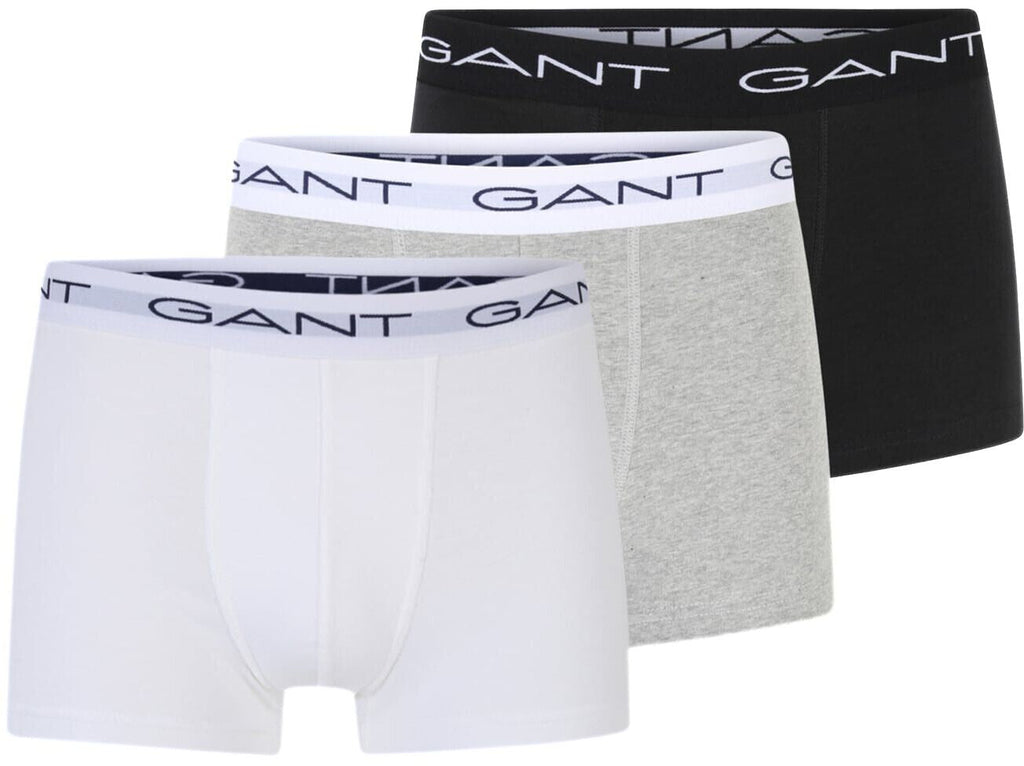 Gant 3-Pack Classic Logo Boxer Trunks, Black/White/Grey | B&B Gant Men ...