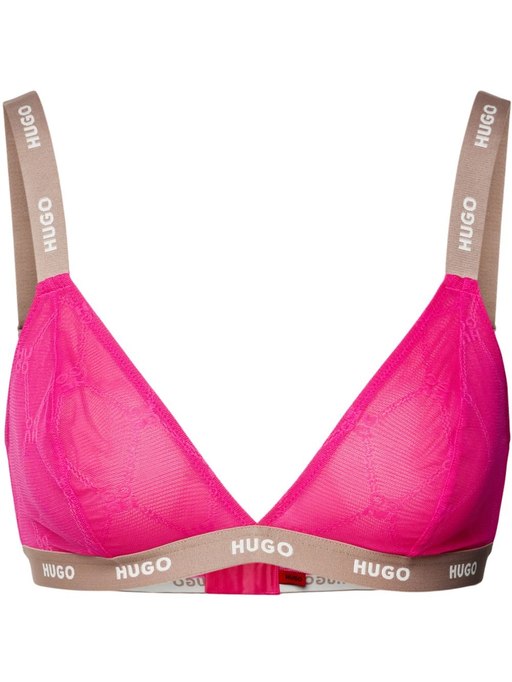 Hugo Sporty Logo Lace Triangle Bra, Bright Pink | Boxers & Briefs Hugo