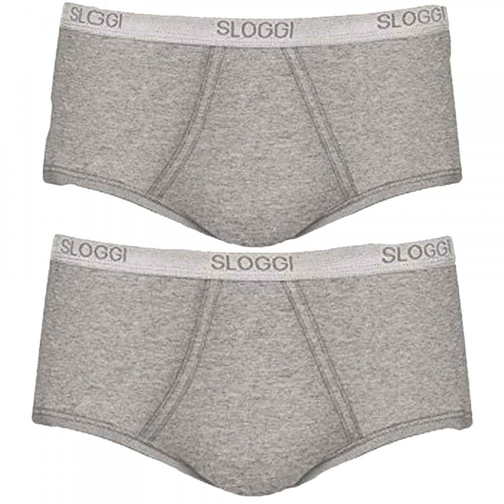 Sloggi Men's Basic 2-Pack Maxi Briefs, Grey Melange | Boxers & Briefs