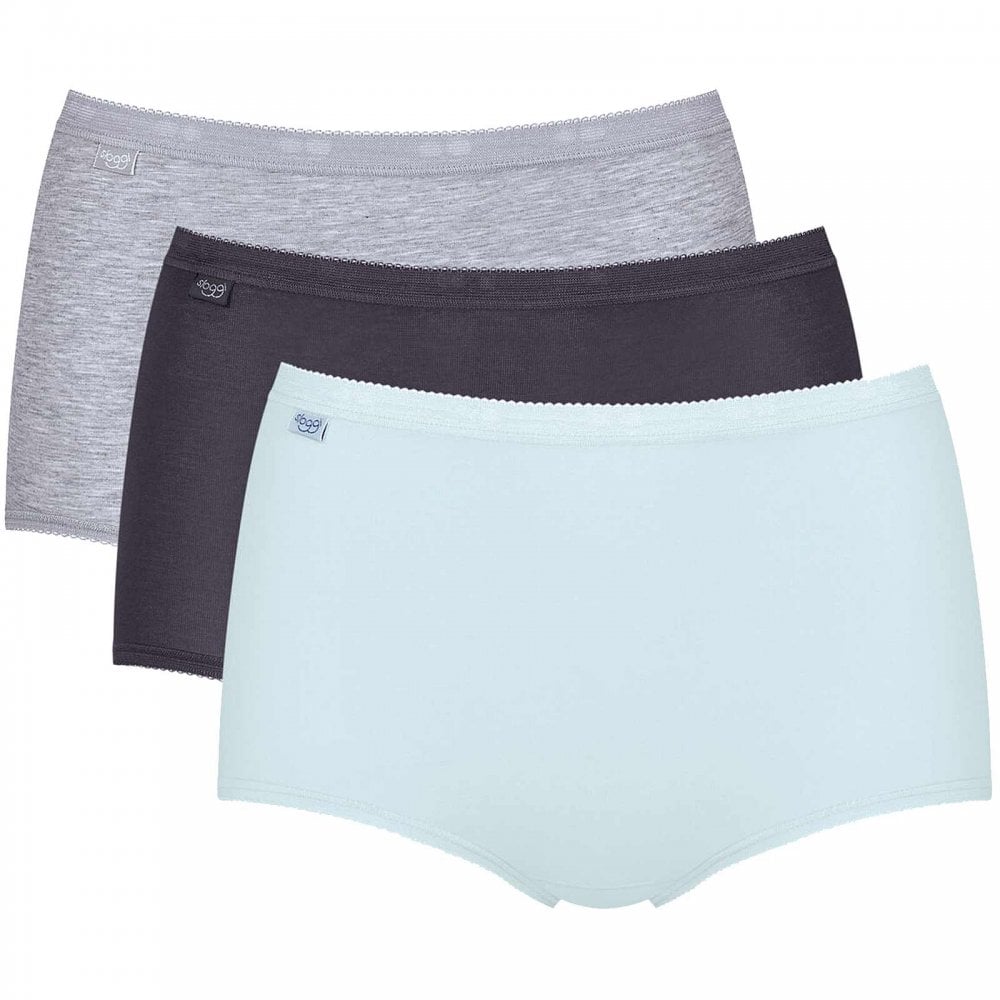 Sloggi Womens Basic Pack 3 Pack Maxi Brief Grey / Ink Grey / Sky ...