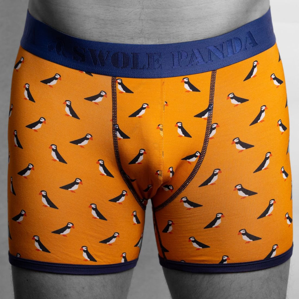 Swole Panda Puffins Bamboo Boxer Brief in Orange | Boxers & Briefs